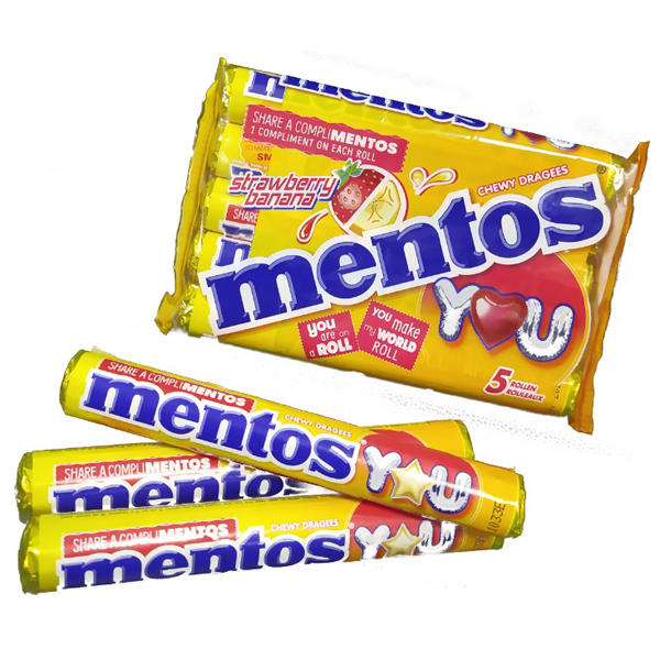 Mentos Aardbei & Banaan - 5-pack 5x37,5gr - Snuffelstore