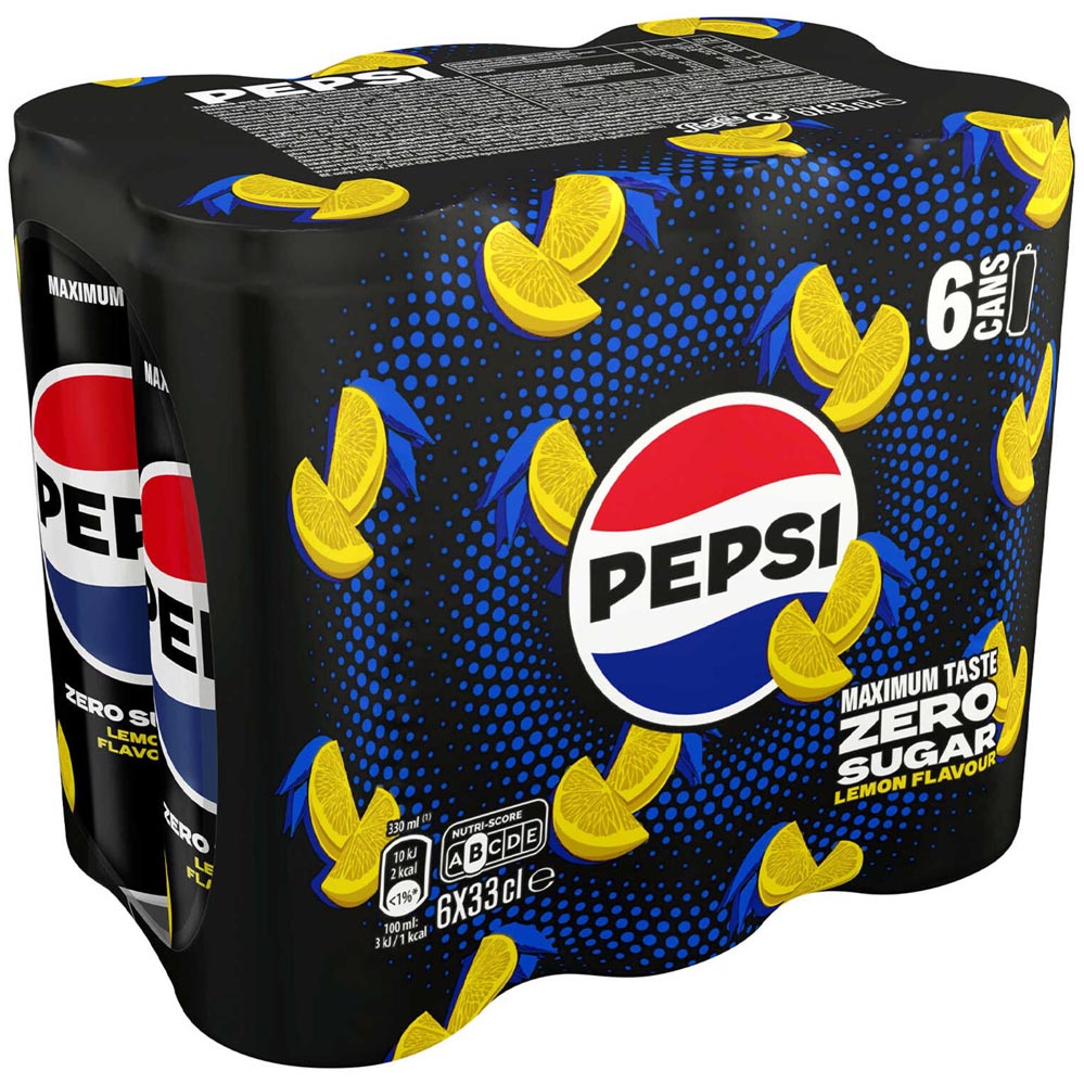 Pepsi Zero Sugar Lemon Sleek 6x33cl - Sleek Blikjes - 6-pack ...