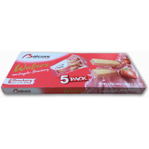 Balconi Wafels Aardbei – Apart verpakt 5x45g - Snuffelstore