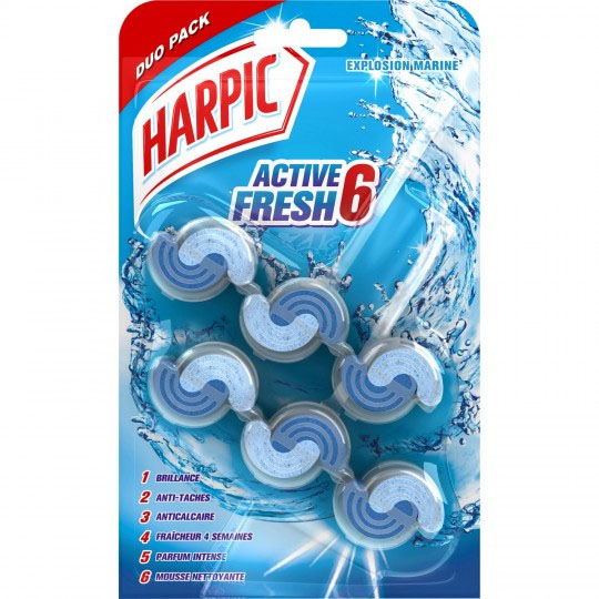 Harpic WC-Hanger Active Fresh 6 Marine Explosie 2 x 39g - Snuffelstore
