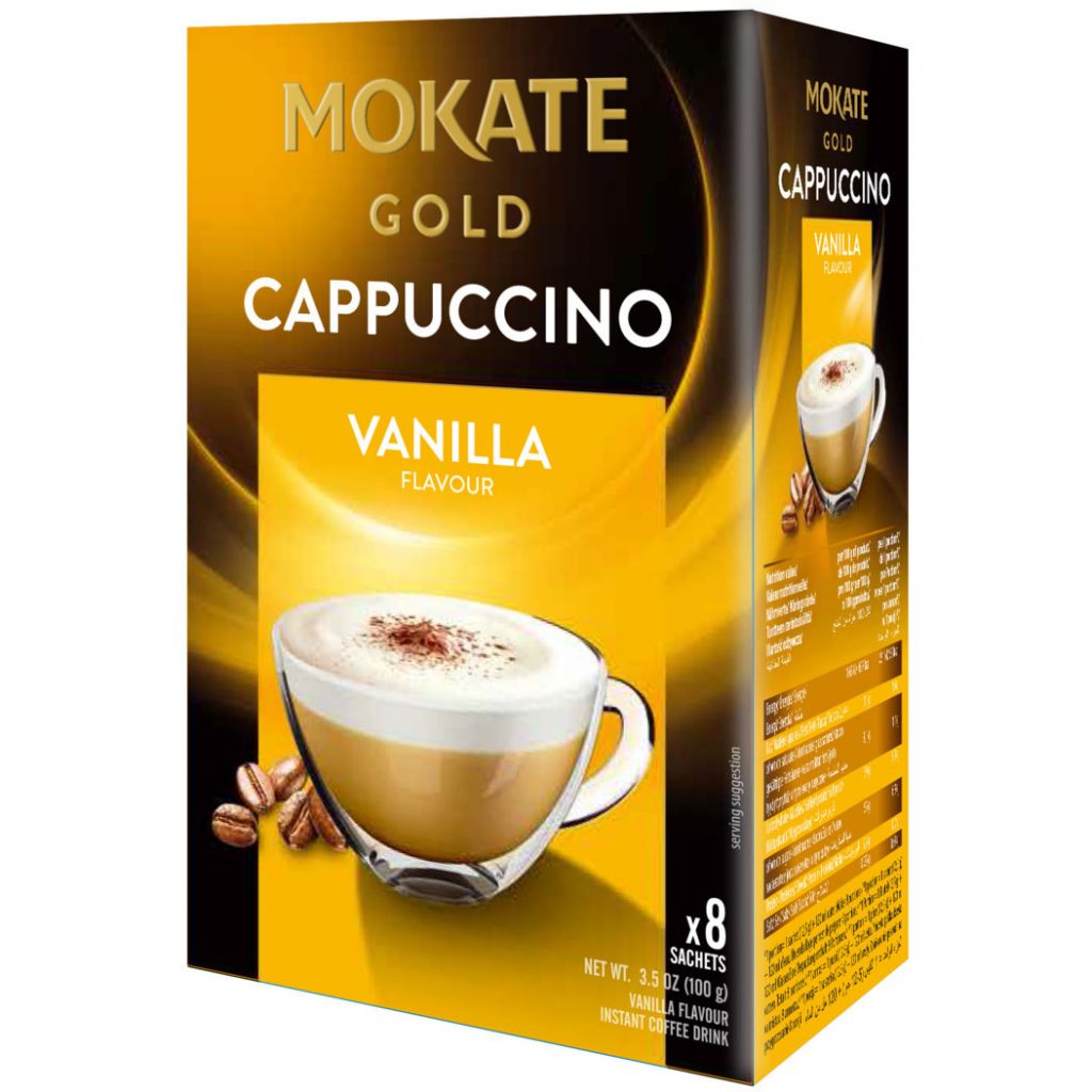 Mokate Gold “Cappuccino Vanille” Instant Koffie 8 x 12,5g - Snuffelstore