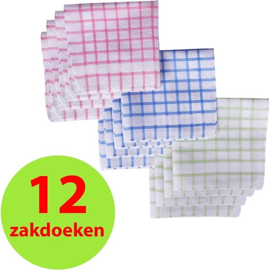 Zakdoeken Dames 12 Stuks 28x28cm 100% katoen - Snuffelstore