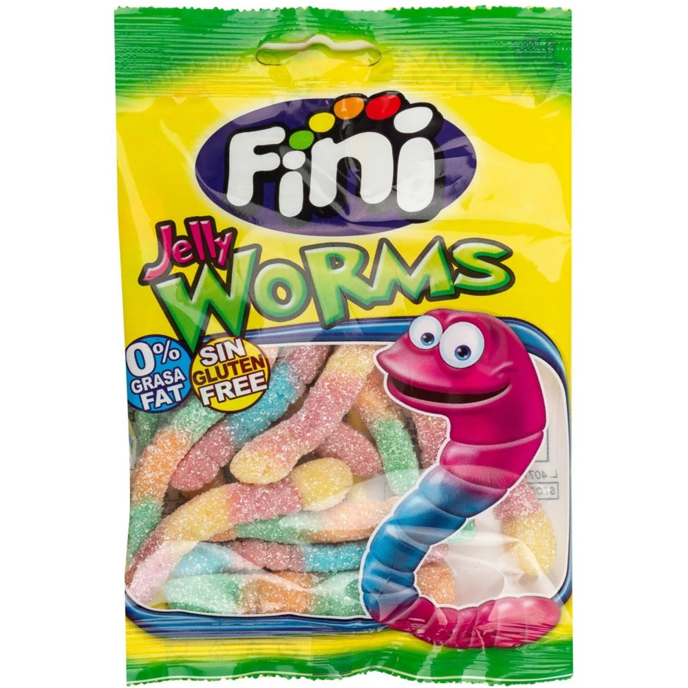 Fini Snoepzakje Jelly Worms 100g - Glutenvrij - Snoep - Gloeiwormen ...