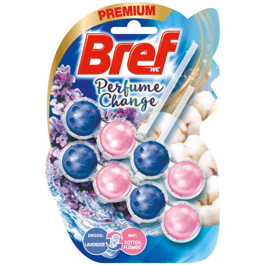 Bref Toiletblokje Perfume Change Lavendel & Katoen 2 x 50g - Snuffelstore