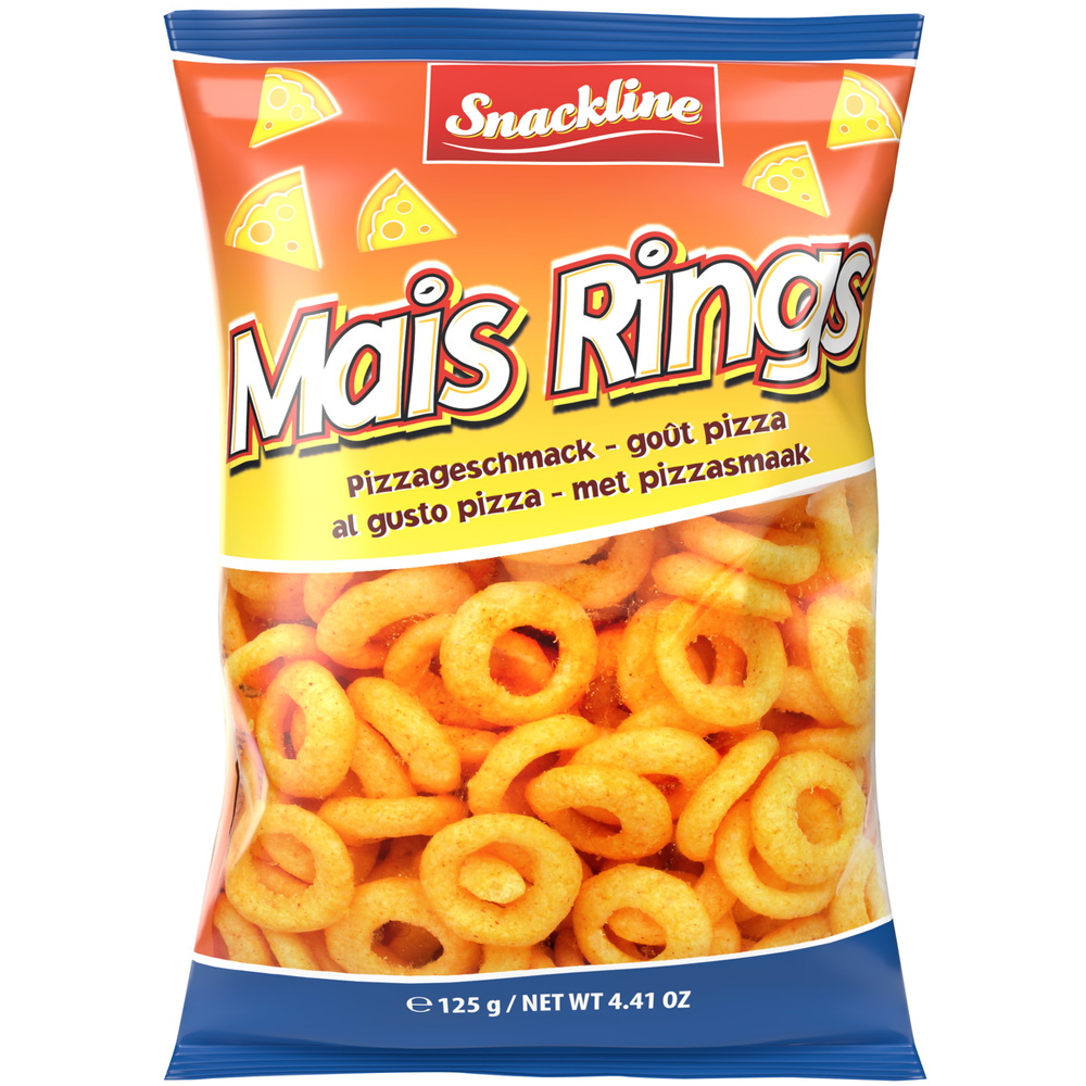 Snackline Chips Maïs Rings Pizza 125gr - Snuffelstore