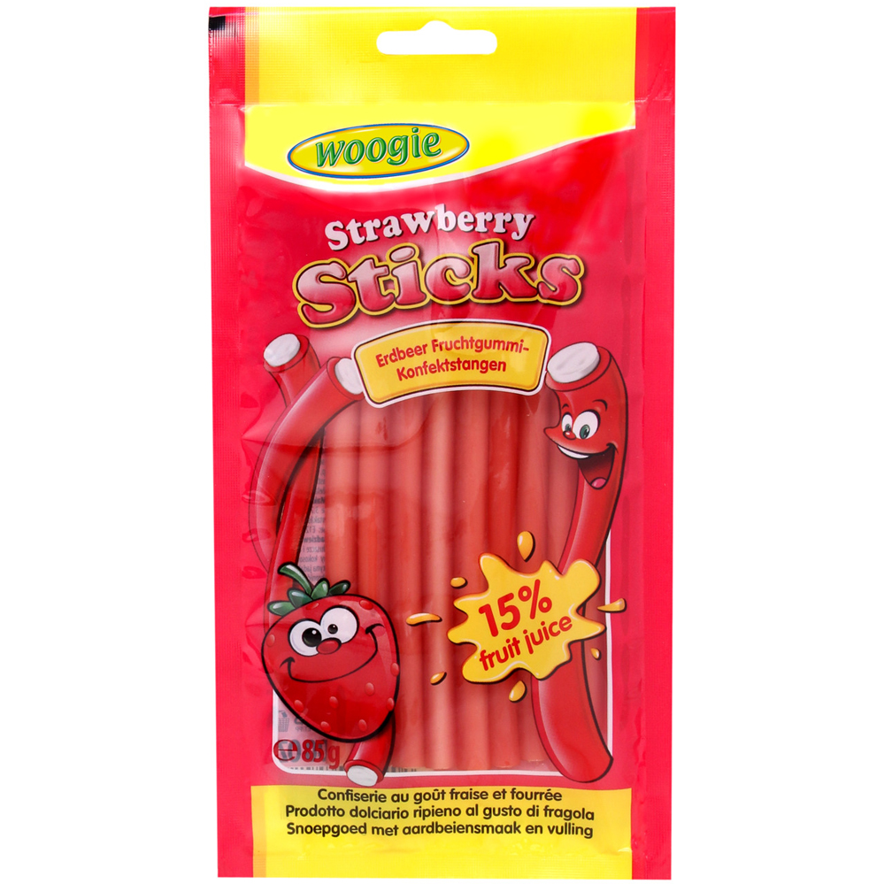 Woogie Aardbei Sticks 85g - Snuffelstore