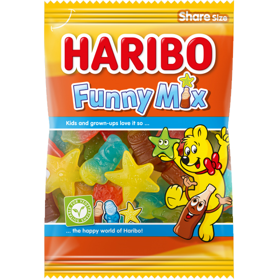 Haribo Snoepjes Funny Mix 185g Veggie - Snuffelstore