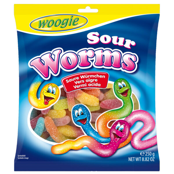 Woogie Sour Worms Snoepjes 250g - Snuffelstore