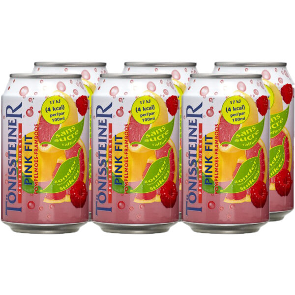 Tönissteiner Pink Fit 6 x 33cl – Blikjes – 6-Pack – Limonade - Snuffelstore