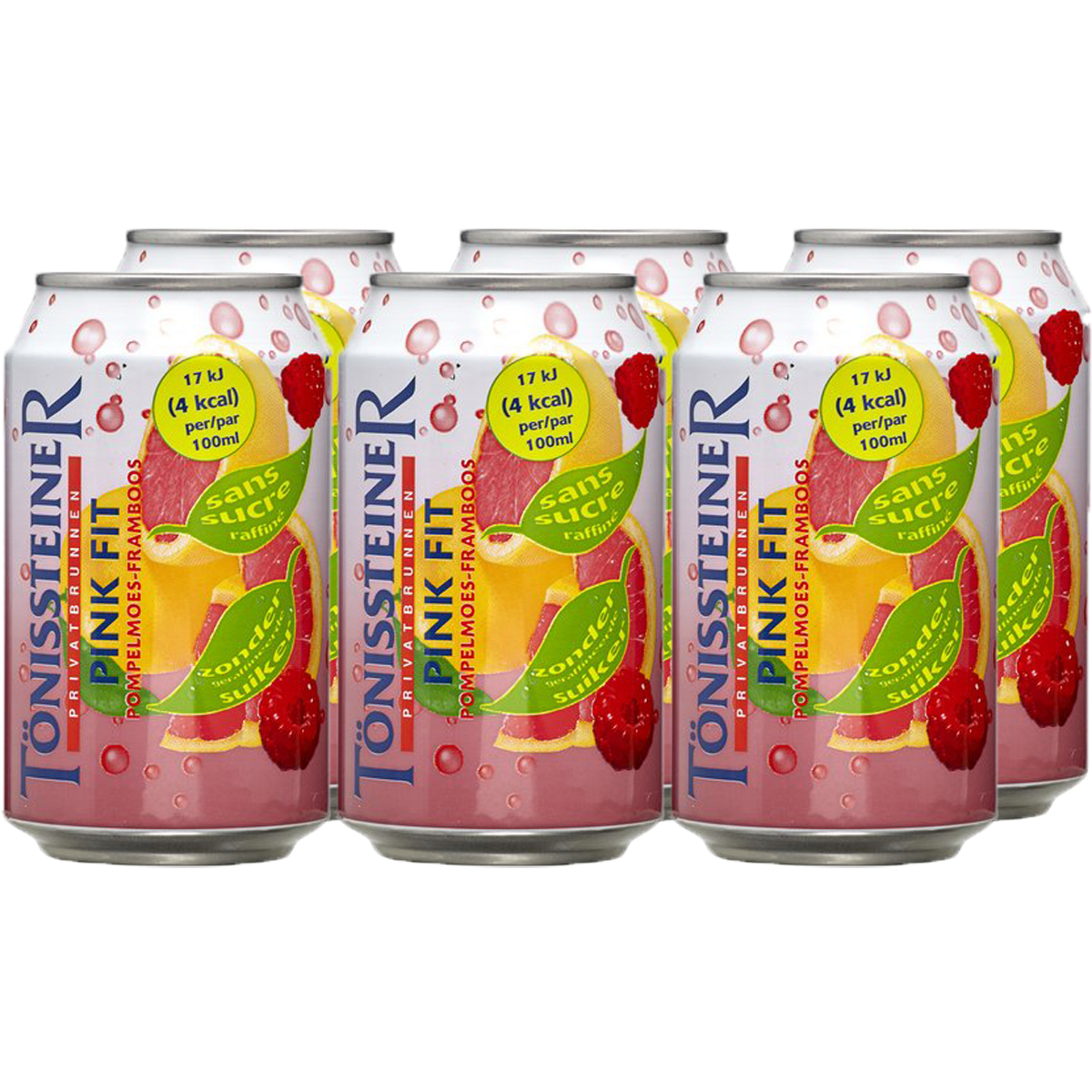 Tönissteiner Pink Fit 6 x 33cl – Blikjes – 6-Pack – Limonade - Snuffelstore