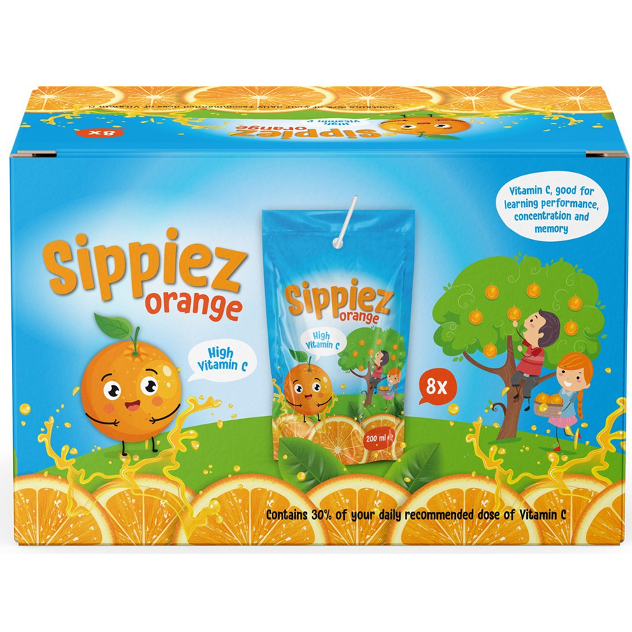 Sippiez Orange Sinaasappelsap Met Vitamine C - Brikjes - 8 x 200ml ...