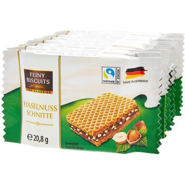 Feiny Biscuits Chocolade Wafeltjes Met Hazelnoten - Apart Verpakt 8 x ...