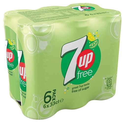 7UP Free 6 x 33cl - Sleek Blikjes - Suikervrij - 6-Pack - Snuffelstore